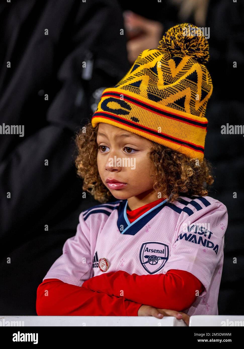 A young Arsenal fan in the stands during the Premier League match at ...