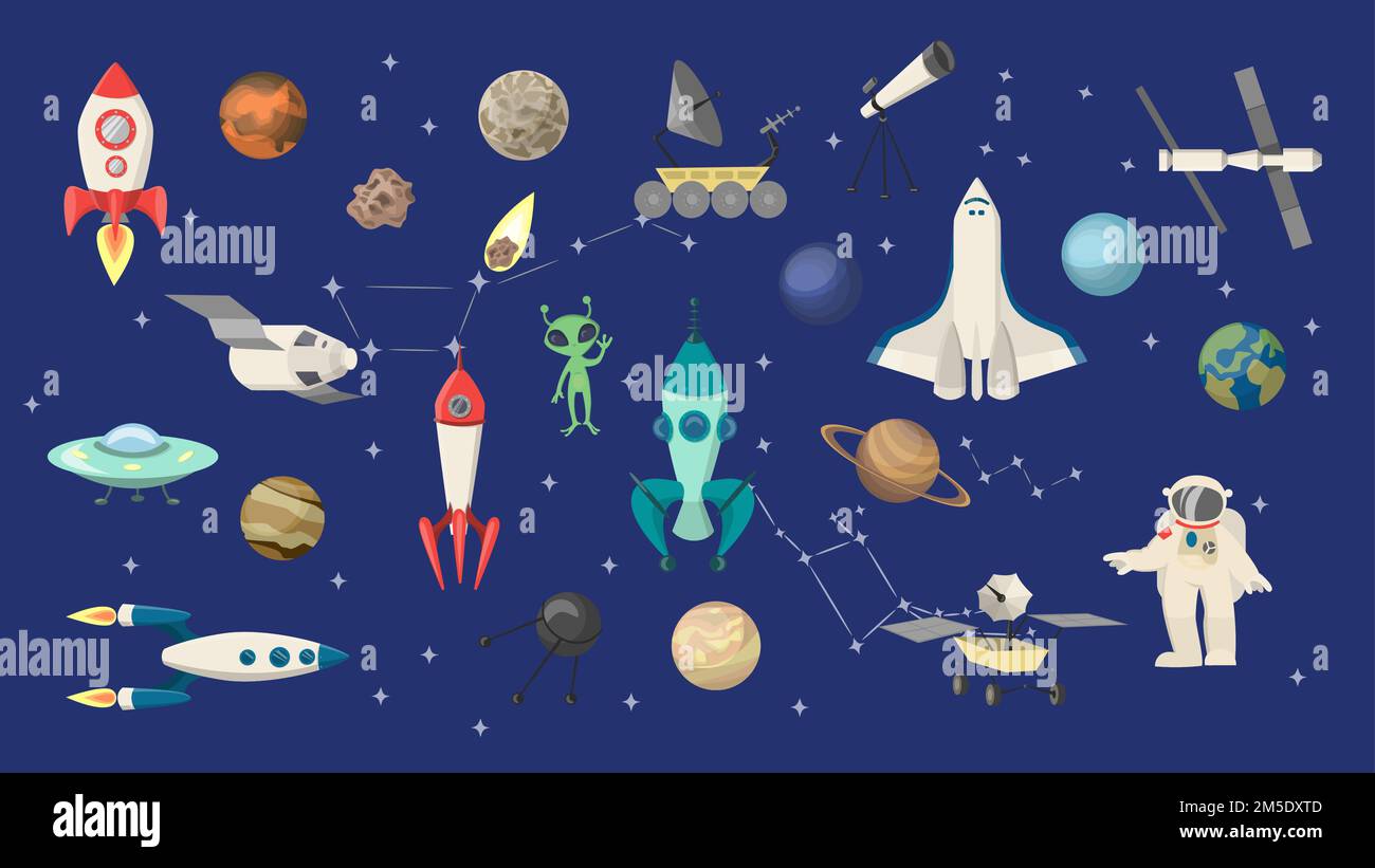 Astronaut spaceship aliens isolated Stock Vector Images - Alamy