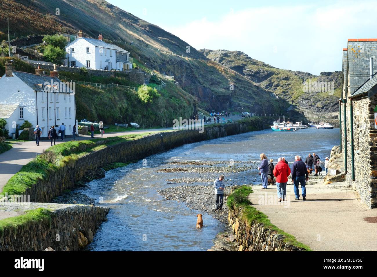 The River Valency flowing through the village of Boscastle, Cornwall ...