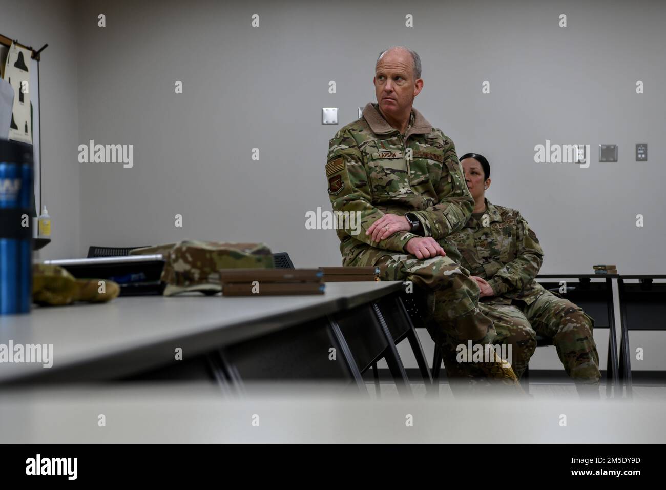 Maj. Gen. Bret Larson, 22nd Air Force commander, listens to Reserve ...