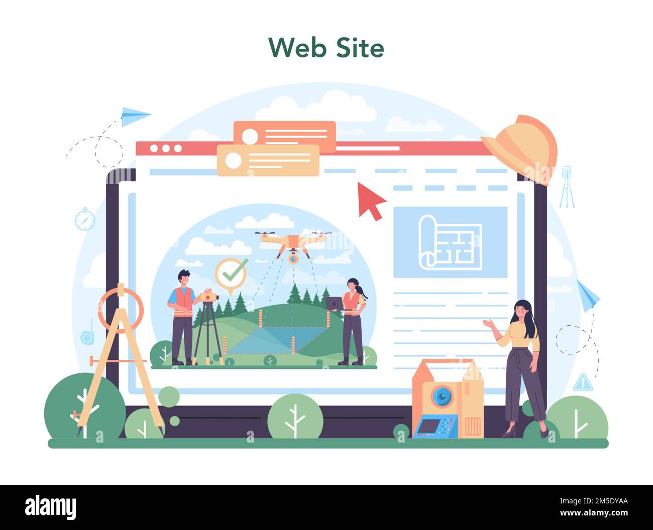 Surveyor online service or platform. Land surveying, geodesy science ...