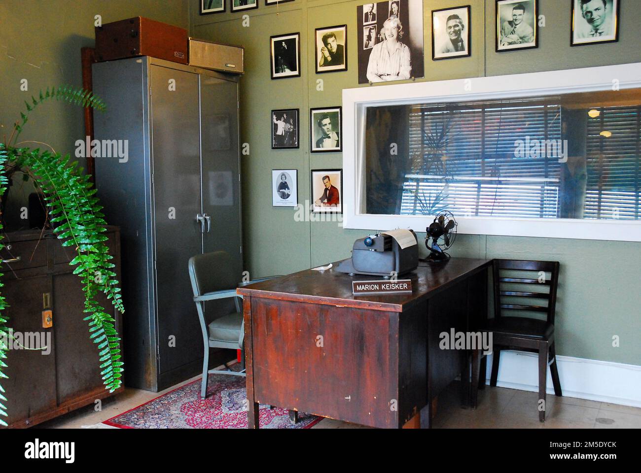 The desk of Marion Keisker, who heard the first Elvis Presley recording, at Sun Studios Memphis ...