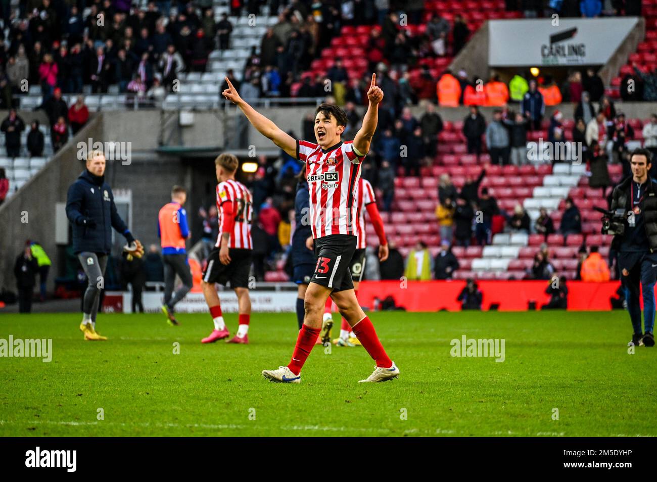 Sunderland AFC defender Luke O'Nien celebrates with the EFL ...