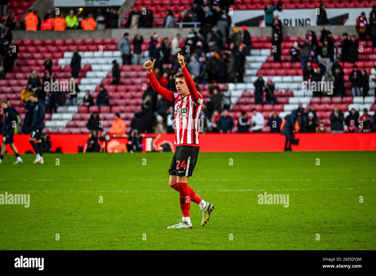 Sunderland AFC midfielder Dan Neil salutes the fans following the EFL ...