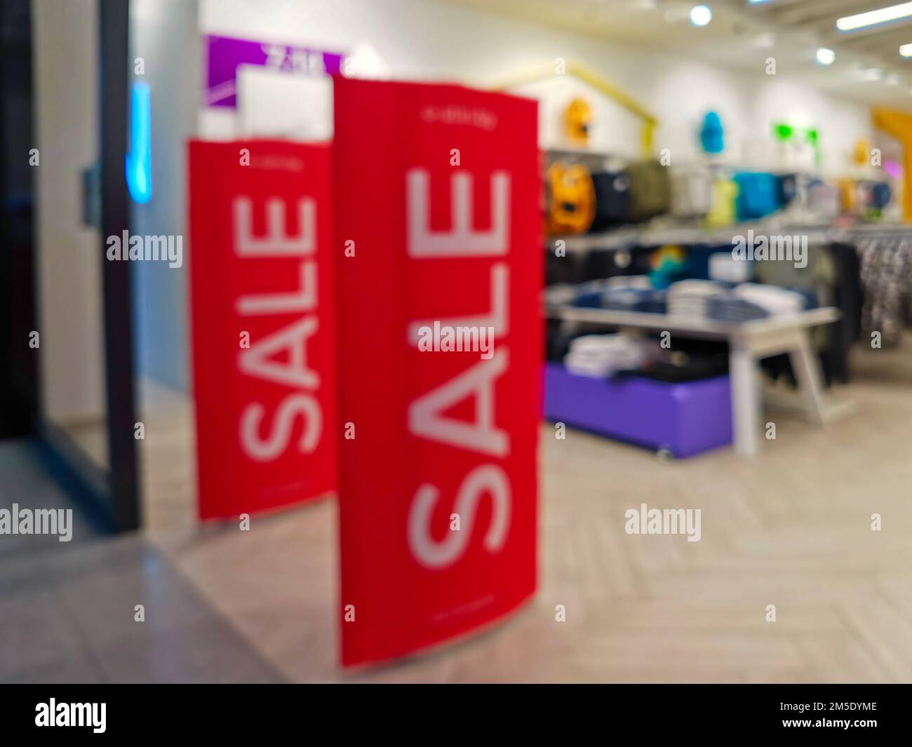 Blurred image of scanner entrance gate for prevent theft in clothing ...