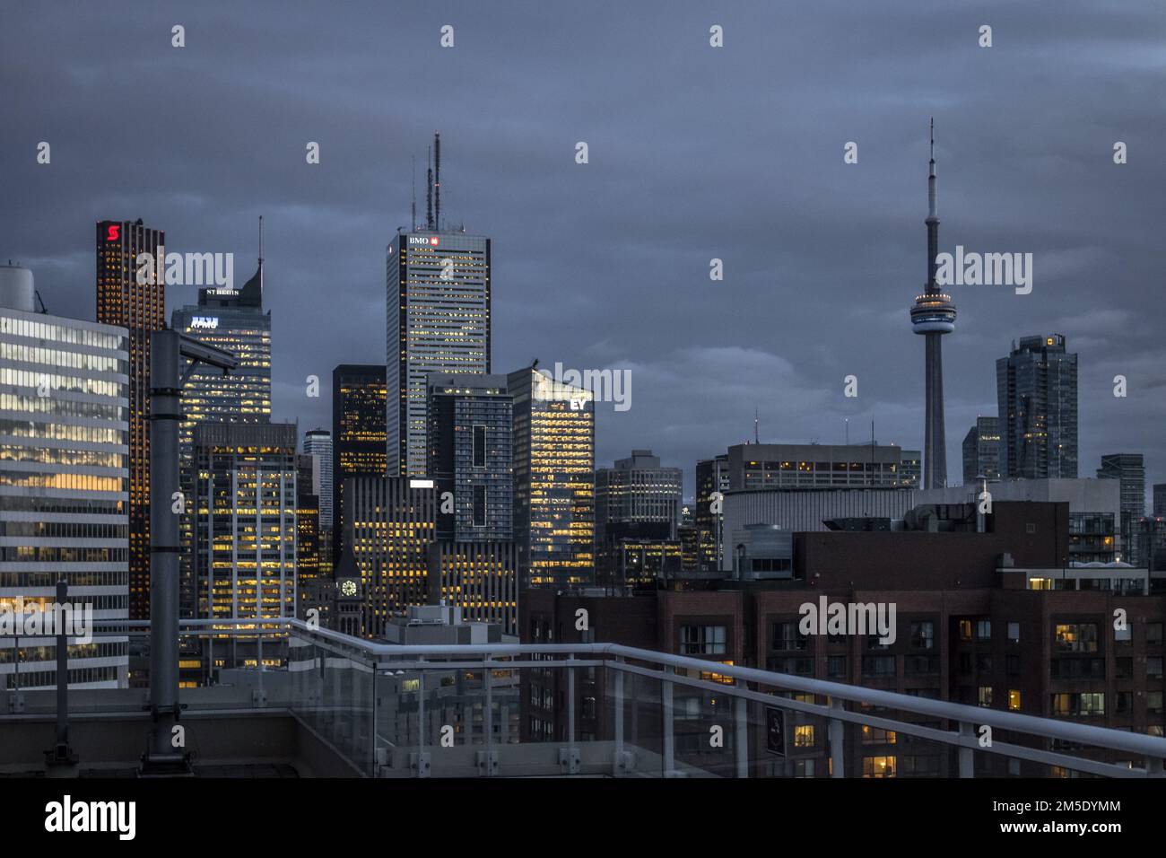 A beautiful shot of the skyscrapers in the evening in Toronto, Canada ...