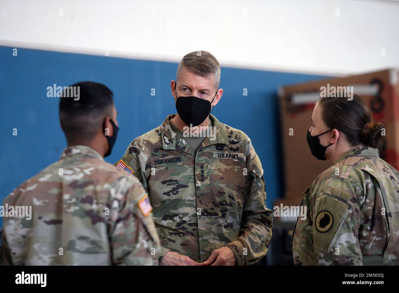 Army Gen. Daniel Hokanson, chief, National Guard Bureau, visits with ...