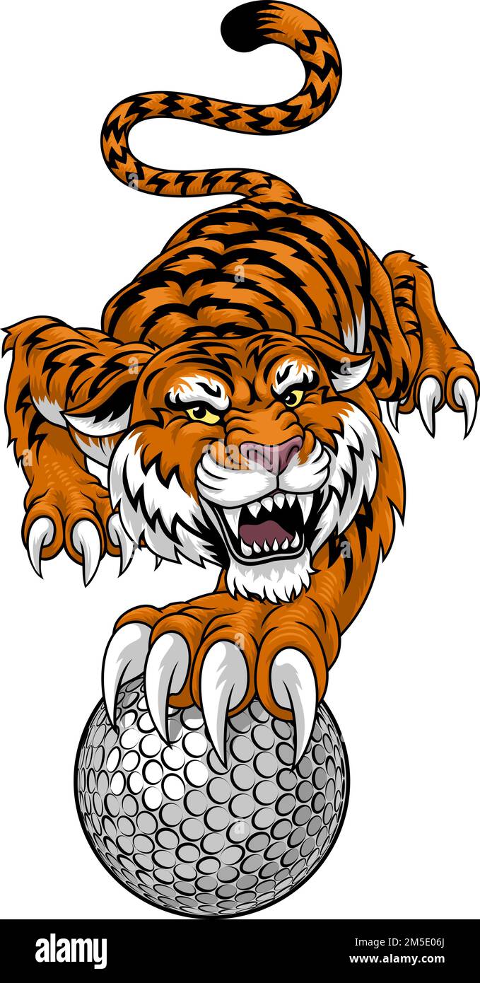 Tiger Golf Ball Sports Team Cartoon Animal Mascot Stock Vector Image ...