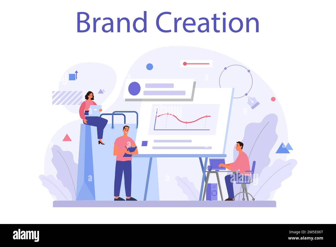 Brand creation concept. Marketing specialist design unique company ...