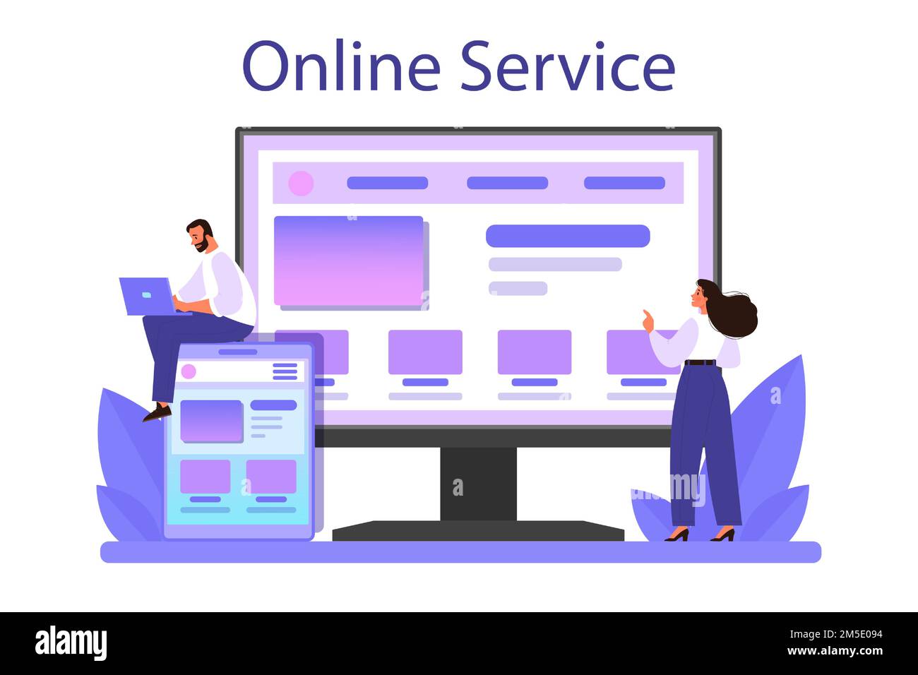 Responsive web design online service or platform. Adaptive content presentation on different web ...