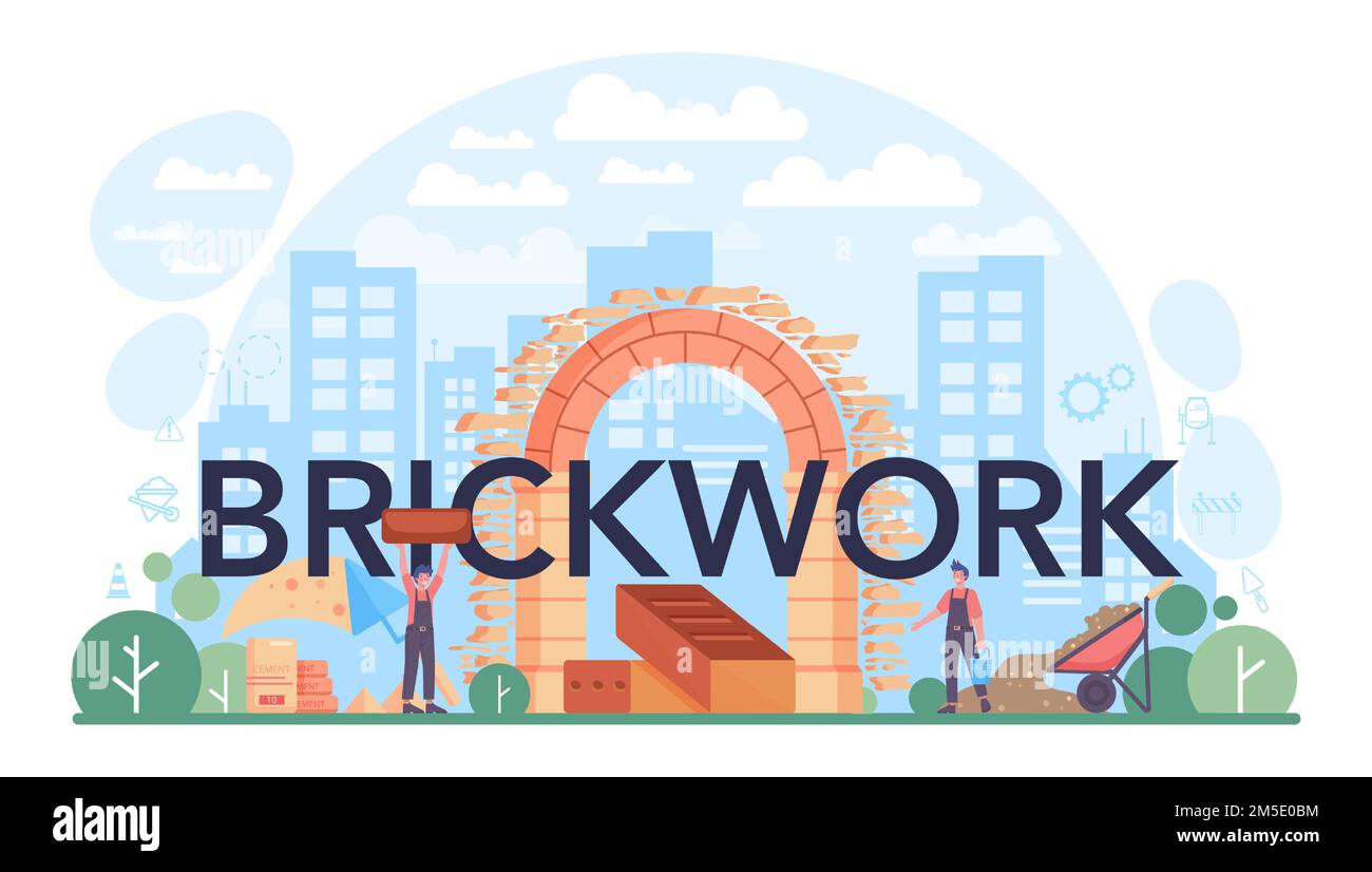 Brickwork Typographic Header Professional Builder Constructing A Brick