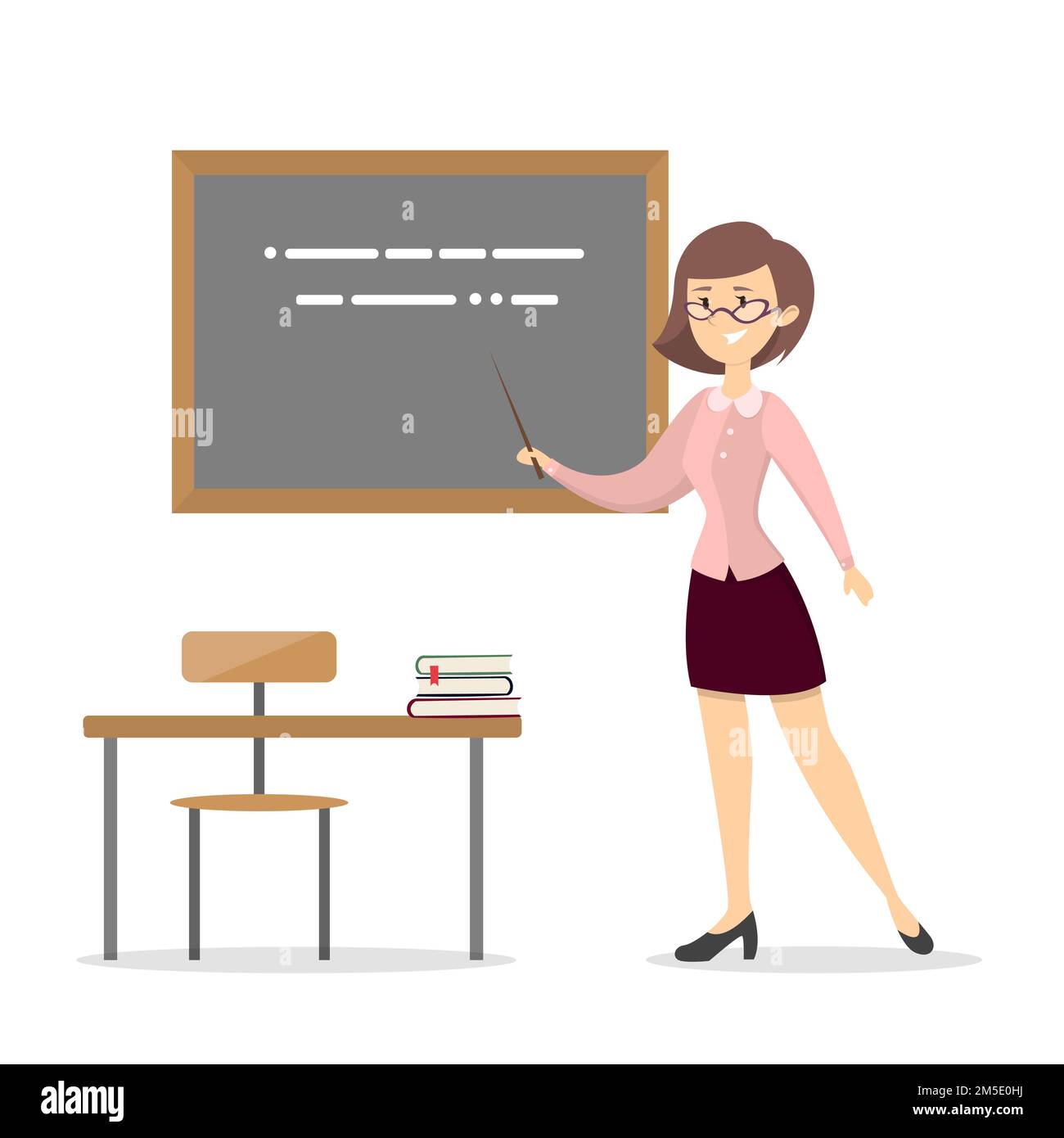 Female Teacher At School Isolated Woman With Chalkboard Stock Vector