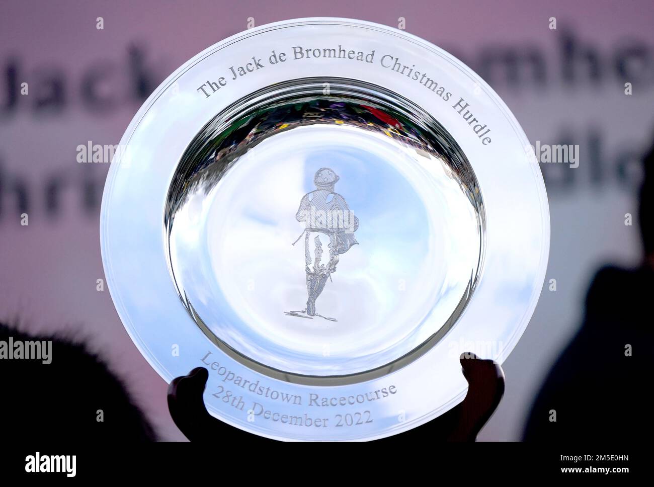 A detailed view of the Jack de Bromhead Christmas Hurdle trophy on ...