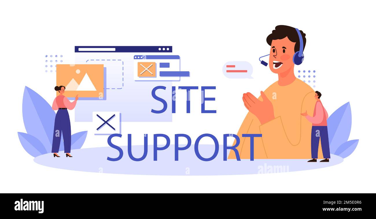 Website technical support typographic header. Idea of web page ...