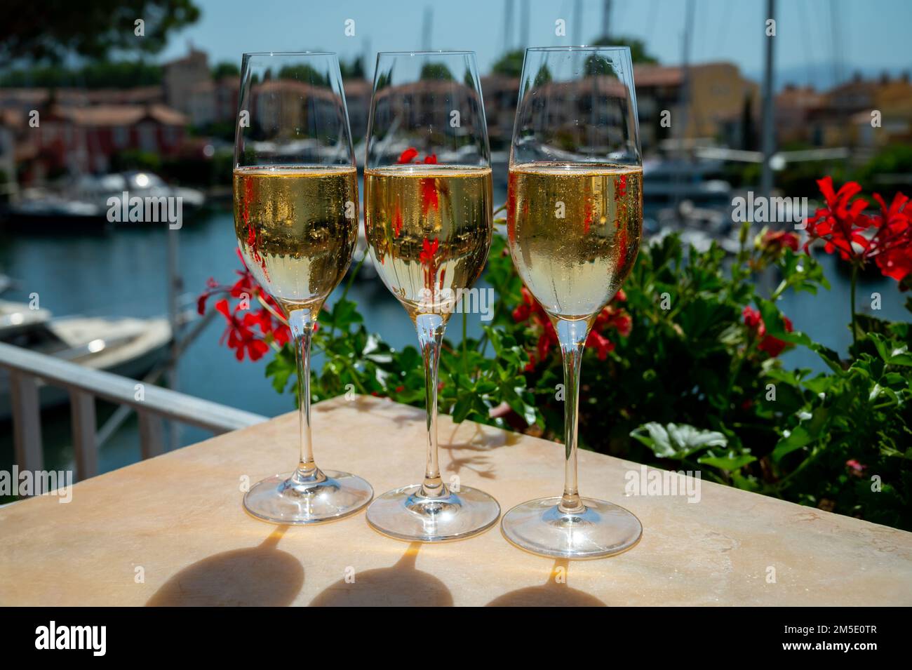 New year party, drinking of French brut champagne sparkling wine in ...