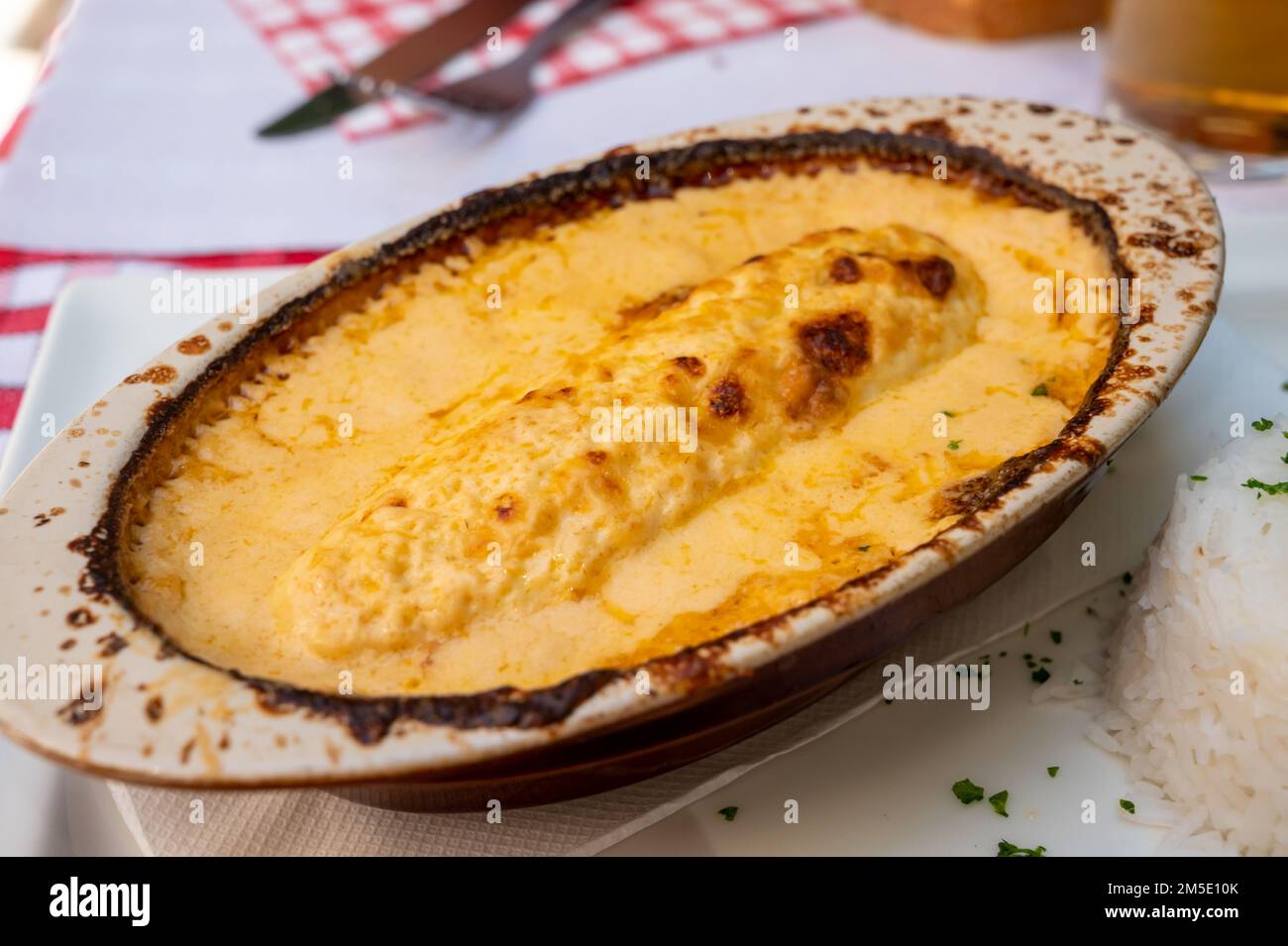 Quenelle, speciality of Lyon, oval-shaped dumplings filled with pike ...