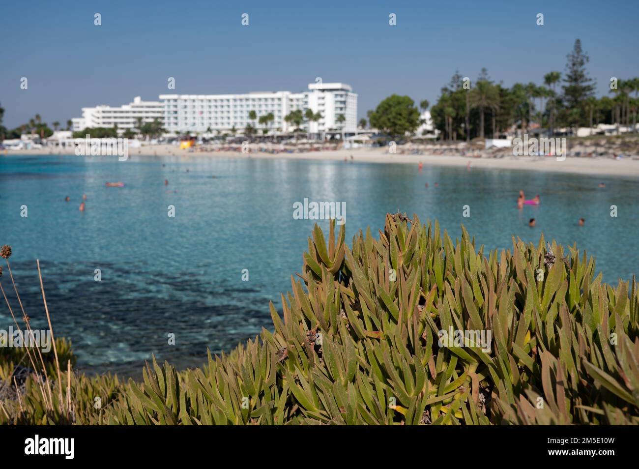 Aerial panoramic view on blue crystal clear water on Mediterranean sea ...