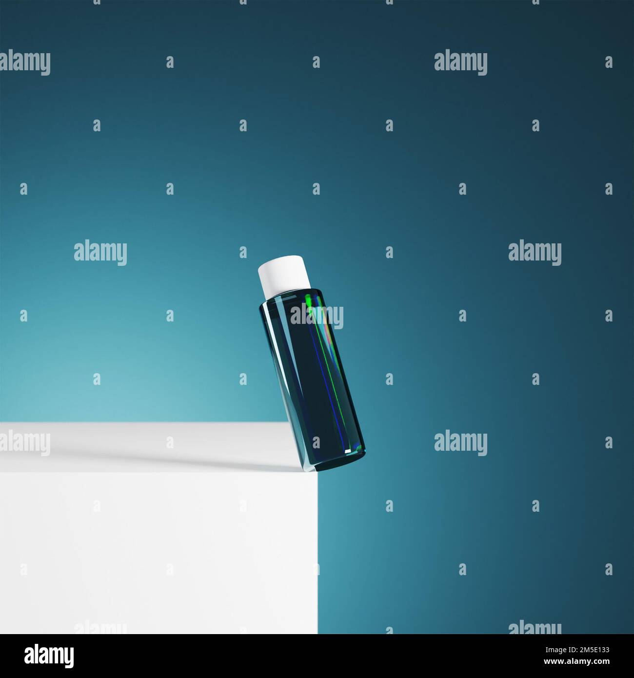 Product placement on blue background, 3d render Stock Photo - Alamy
