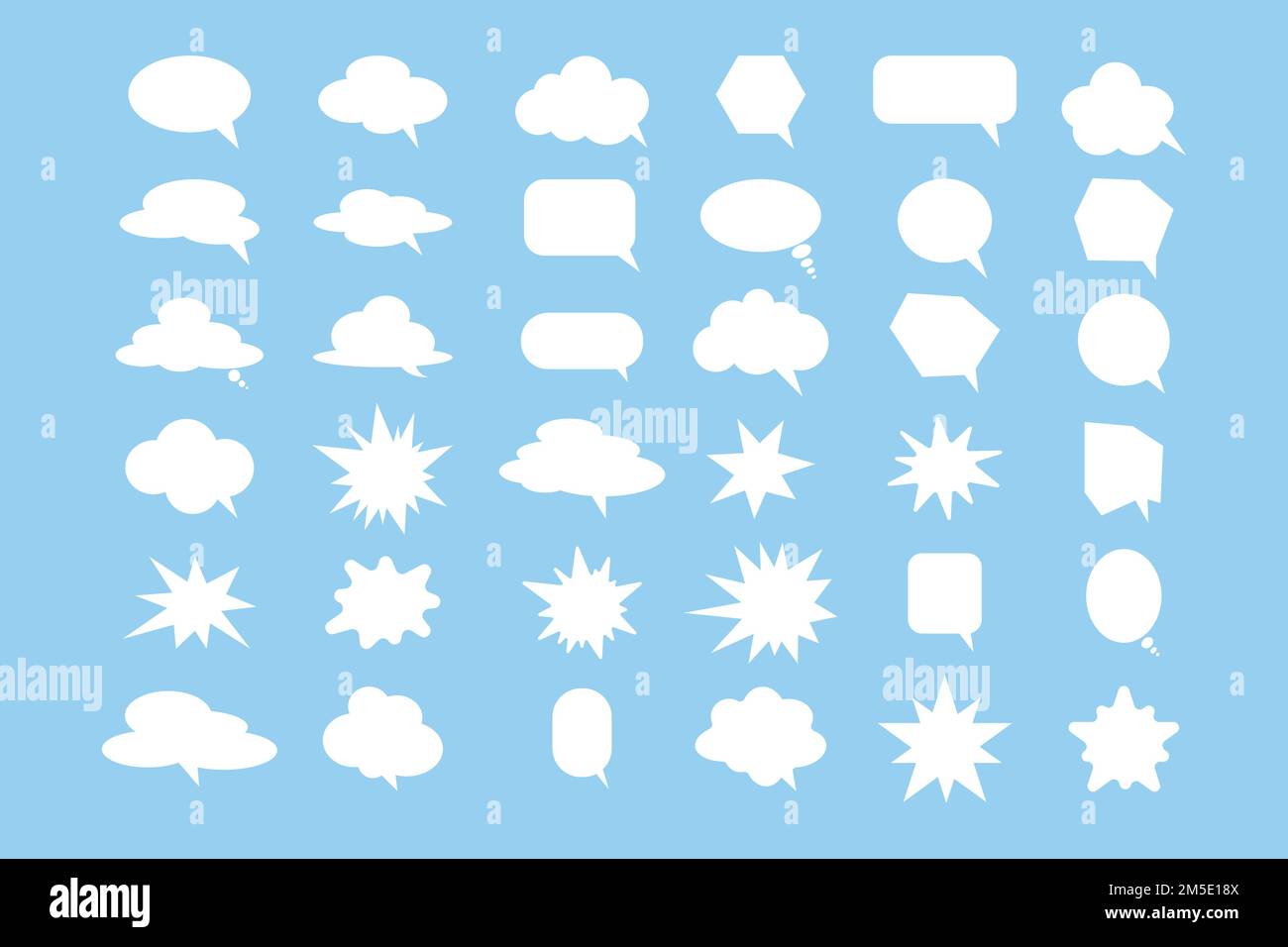 Speech bubbles set. White speech clouds on blue background Stock Vector ...