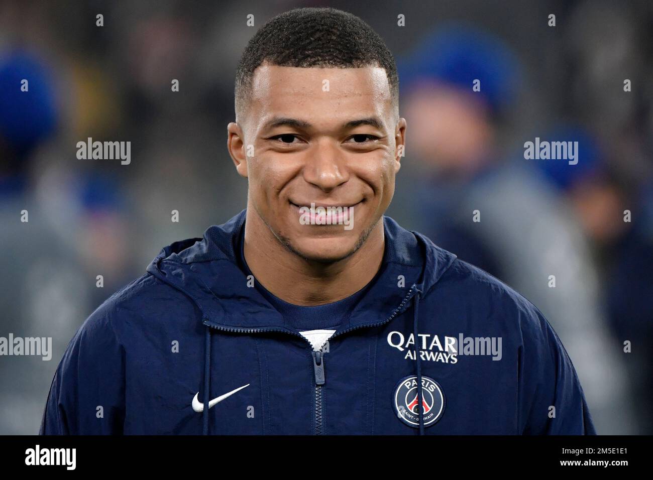 Kylian Mbappe of Paris Saint Germain smiles during the Champions League ...