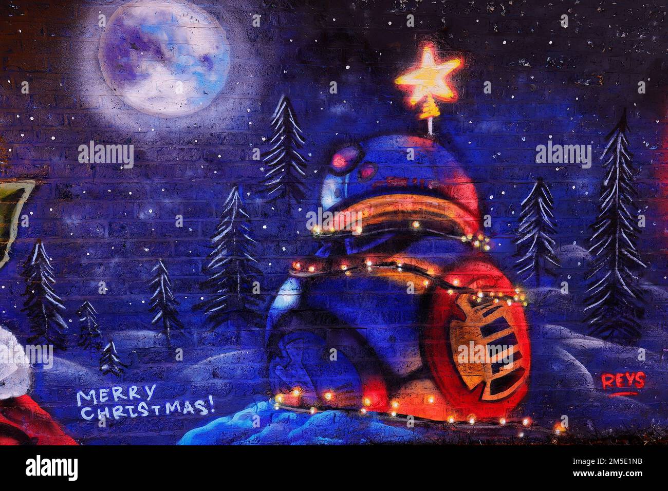 Part of a Star Wars mural in Leeds, featuring a Blue BB8 unit. Created ...