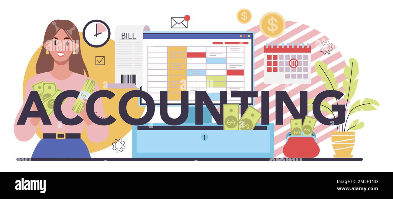 Accounting typographic header. Professional bookkeeper. Tax calculating ...