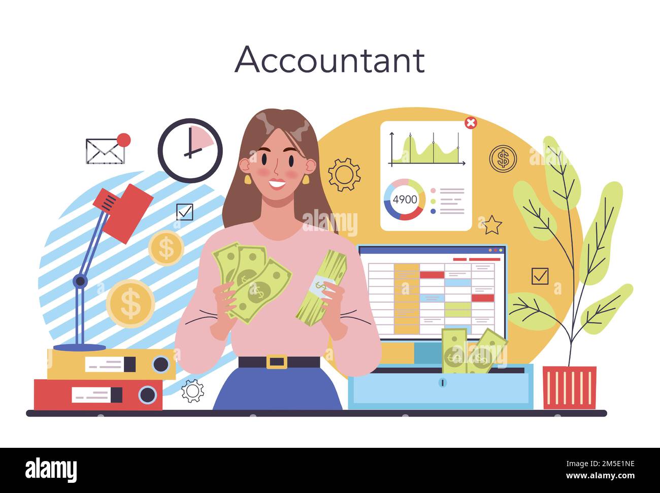 Accountant concept. Professional bookkeeper. Tax calculating and ...
