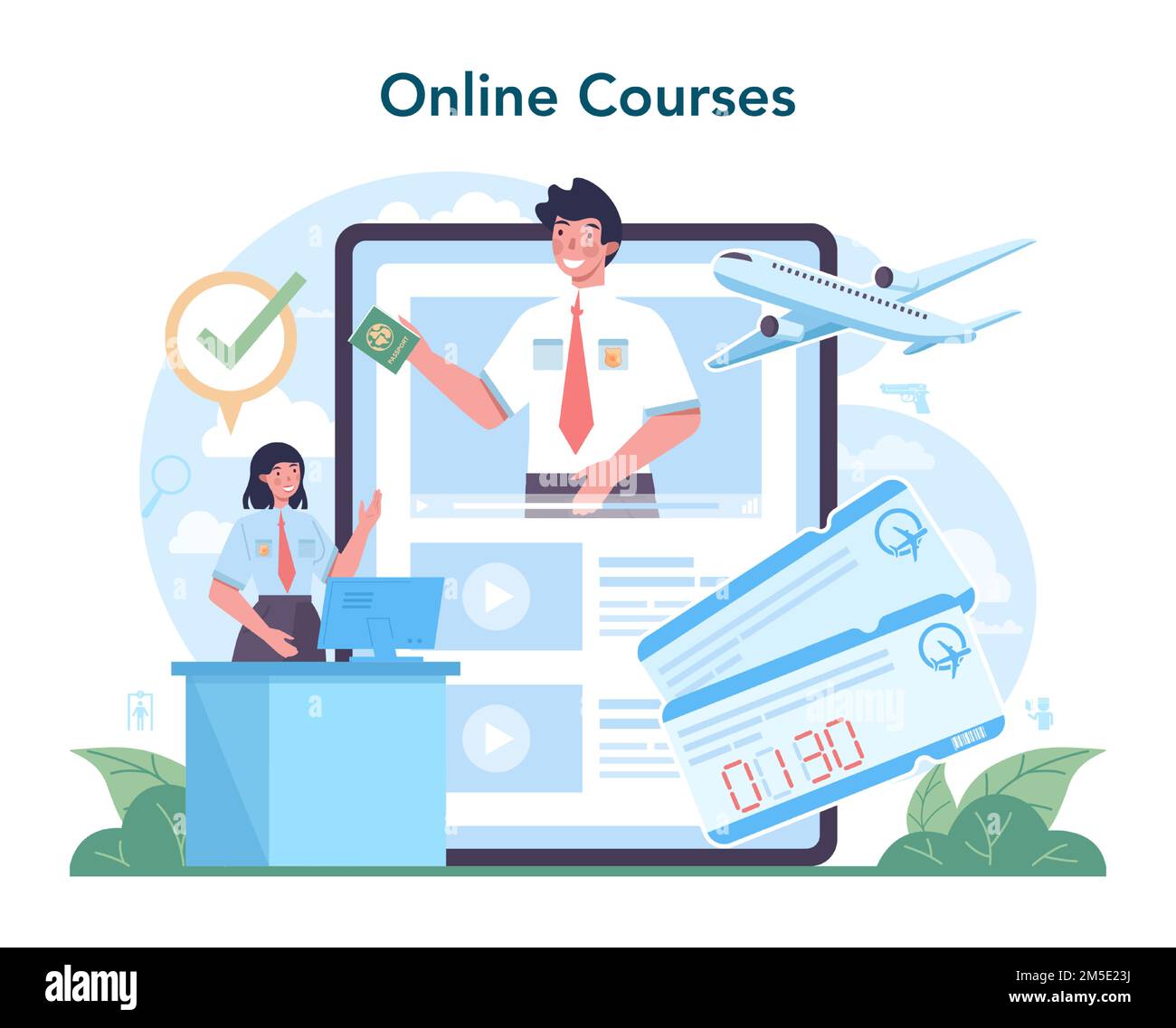 Customs officer online service or platform. Passport control at the ...