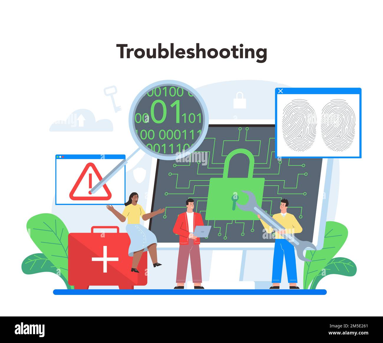 Computer security specialist. Idea of digital data protection and ...