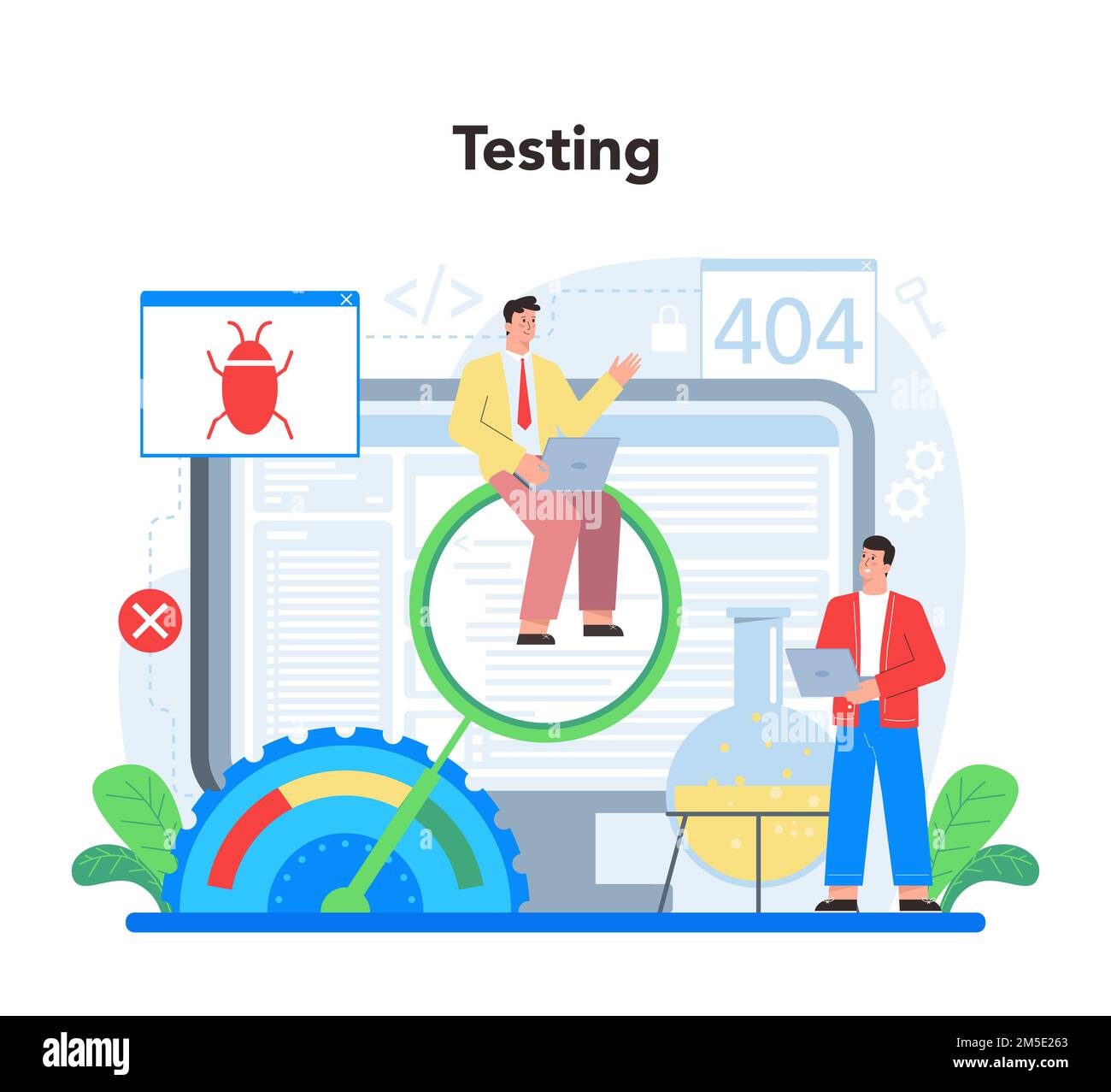 Software developer concept. Idea of programming and coding, system development. Digital ...