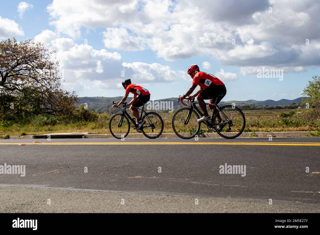 U.S. Marines with Wounded Warrior Regiment compete in a cycling event ...