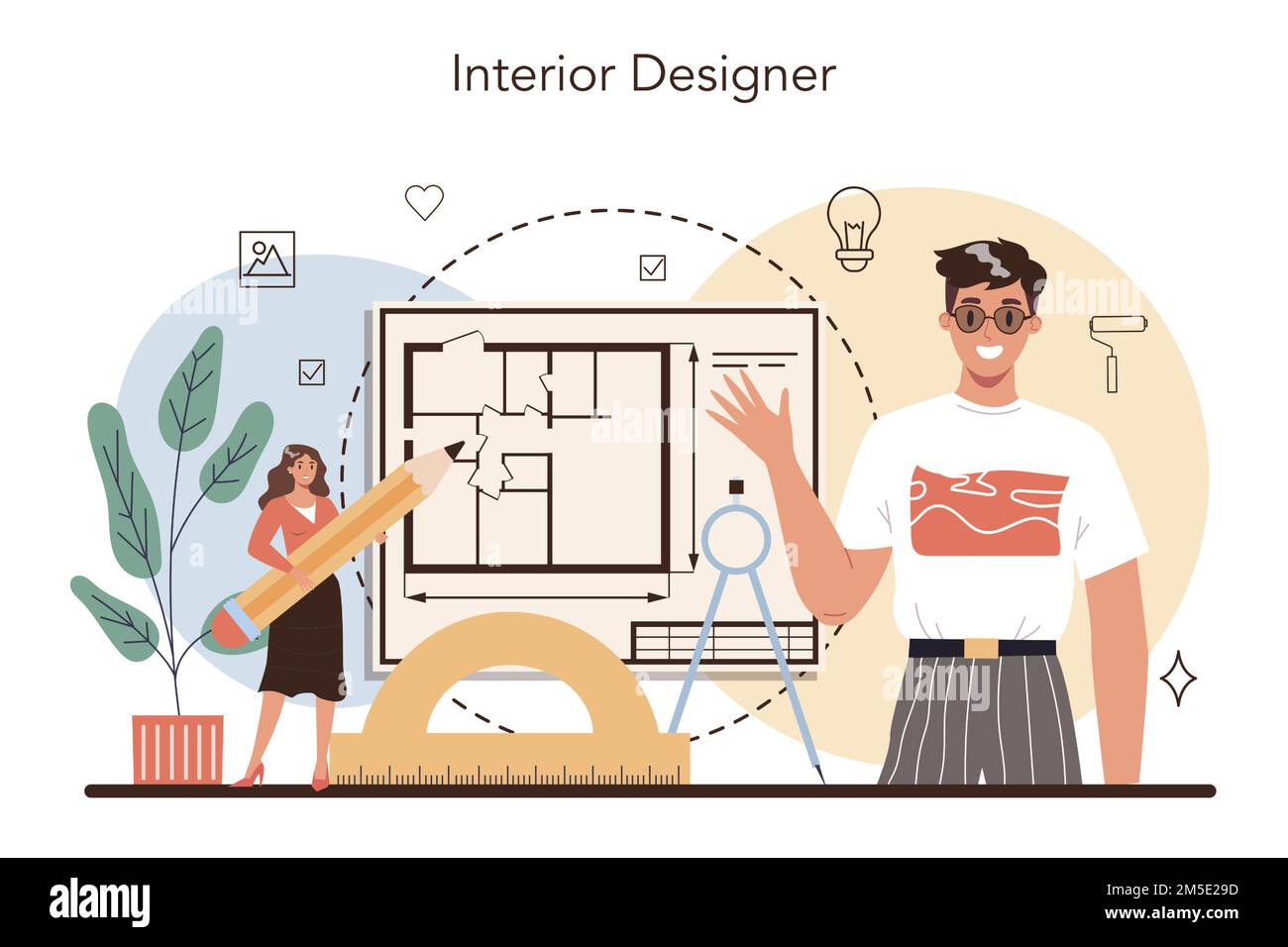 Professional interior designer concept. Decorator planning the design ...