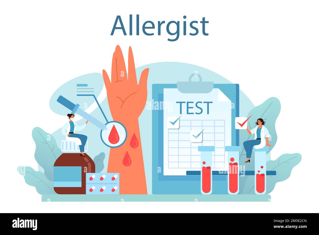 Allergist concept. Disease with allergy symptom, medical allergology ...