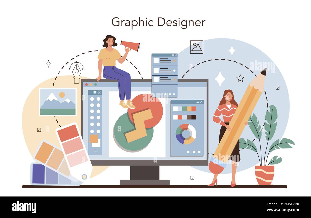 Designer concept. Advert designer or graphic illustrator. Artist ...