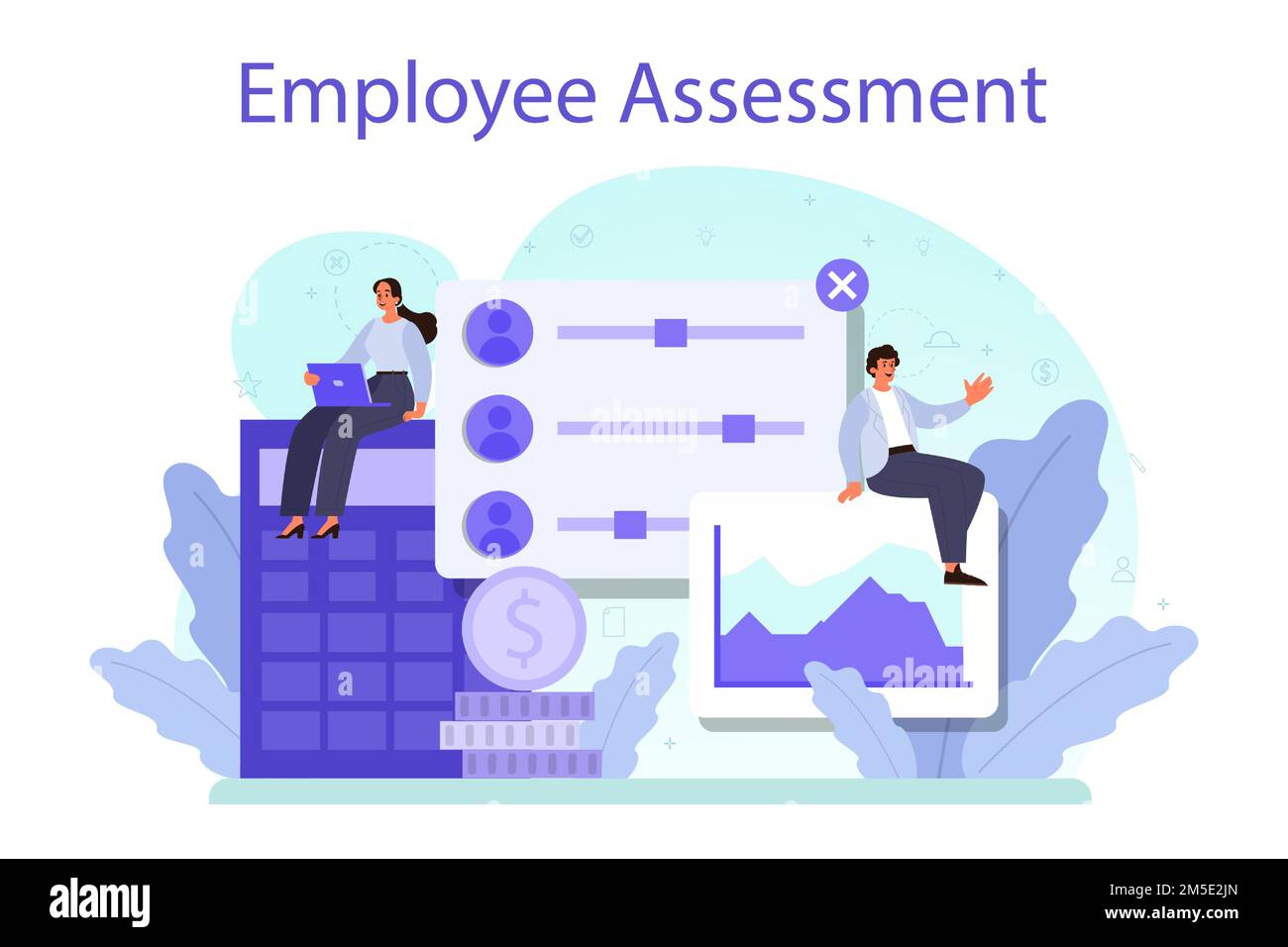 Employee assessment concept. Employee evaluation, testing form and ...