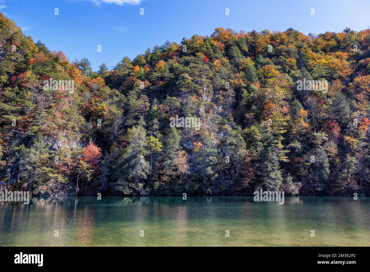 Autumn landscape along the Watauga River near Wilbur Dam in the Watauga ...