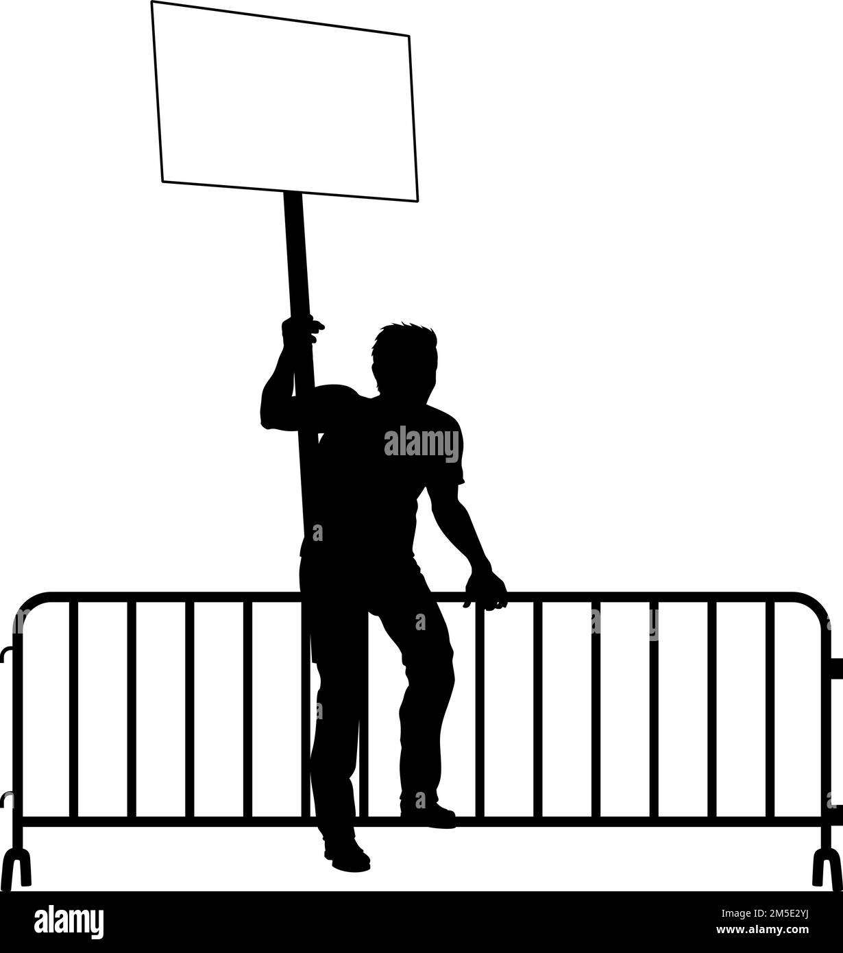 Protest Rally March Picket Sign Silhouette Person Stock Vector Image ...