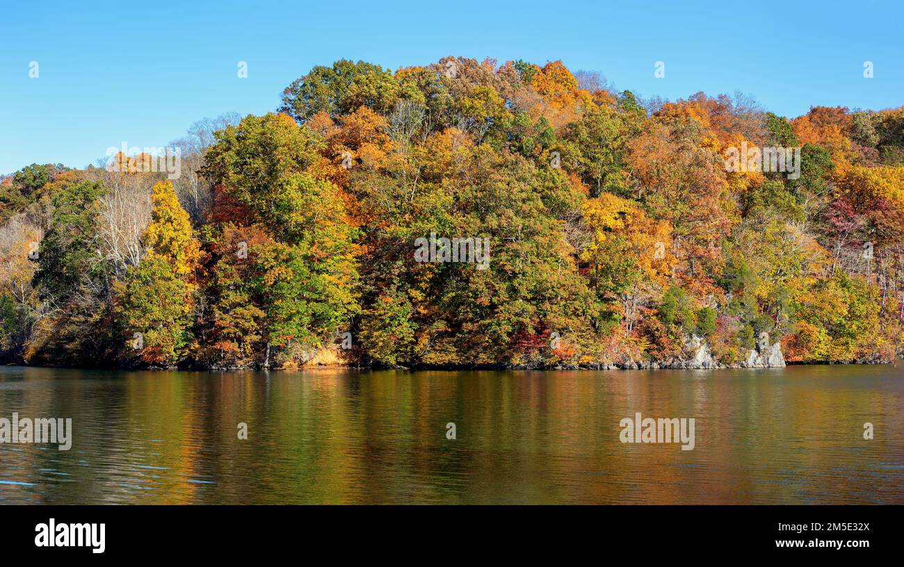 Autumn along the South Fork Holston River in Warrior's Path State Park ...