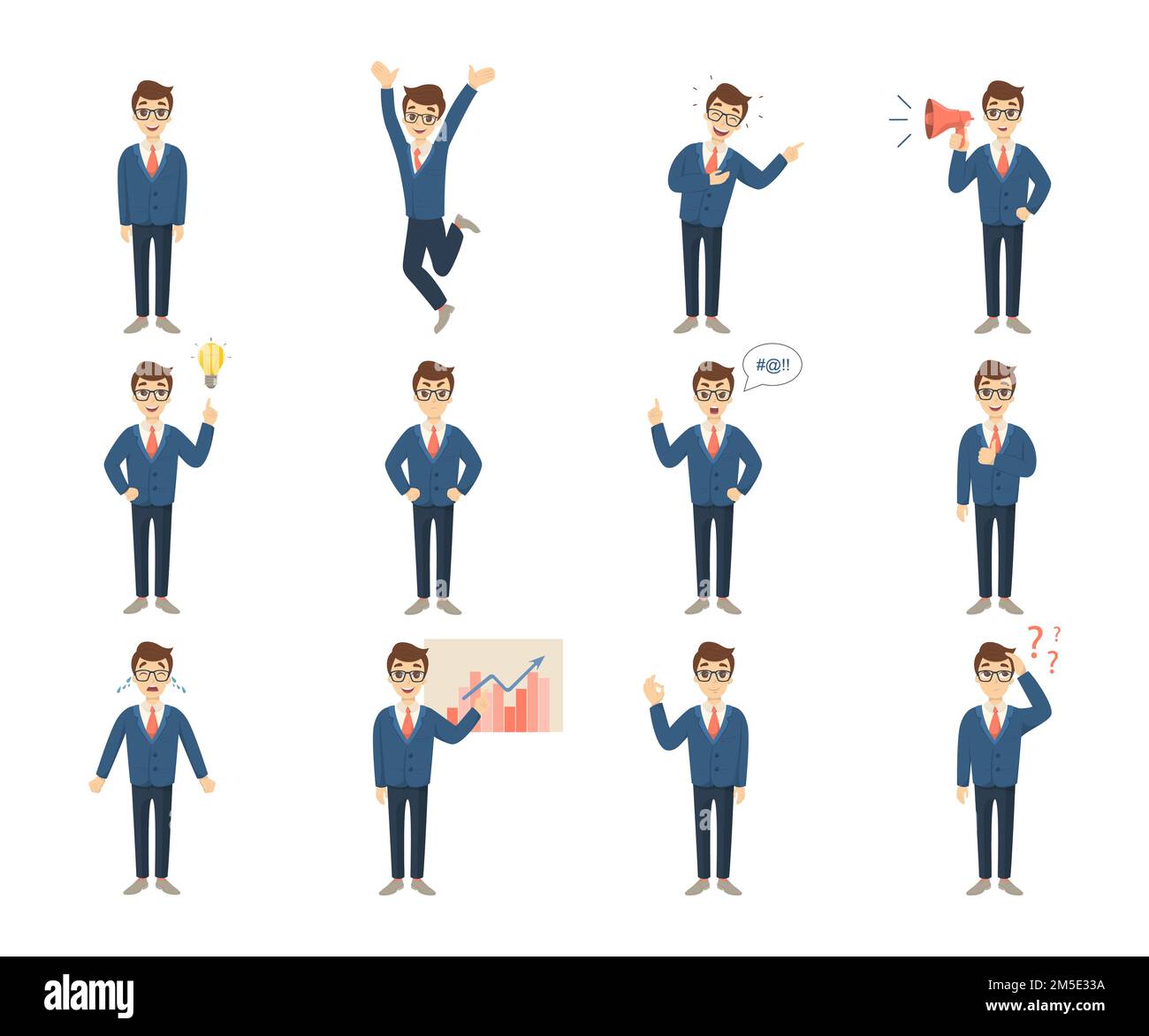 Businessman character set on white background. Handsome man Stock ...