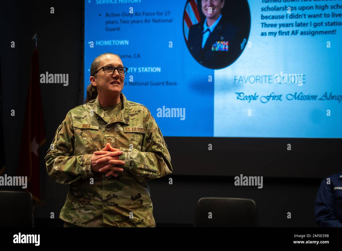 Chief Master Sgt. Erica Rhea, command chief of the 157th Air Refueling ...