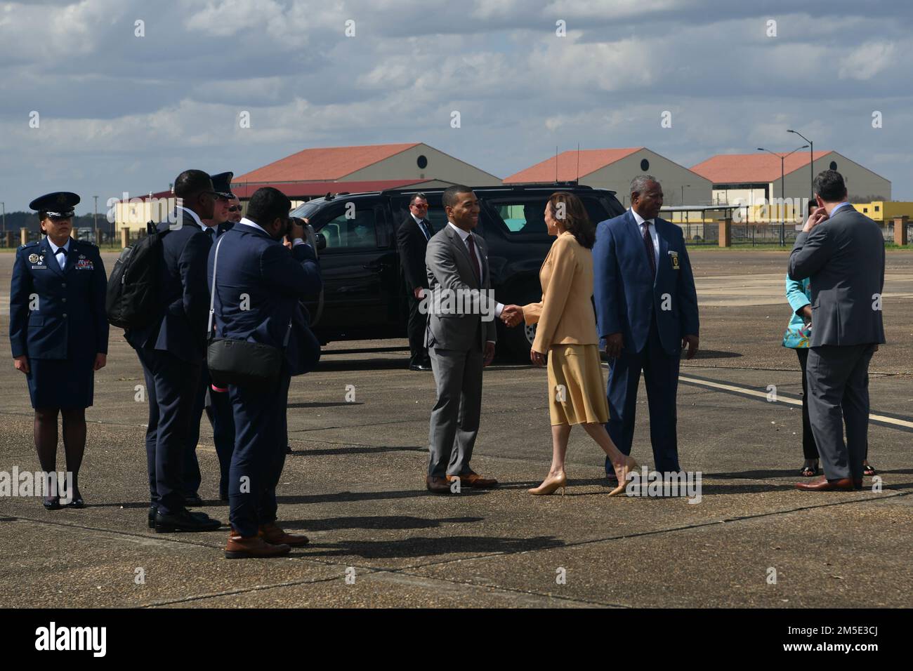 Mayor Steven Reed, Mayor of Montgomery, greets Vice President Kamala ...