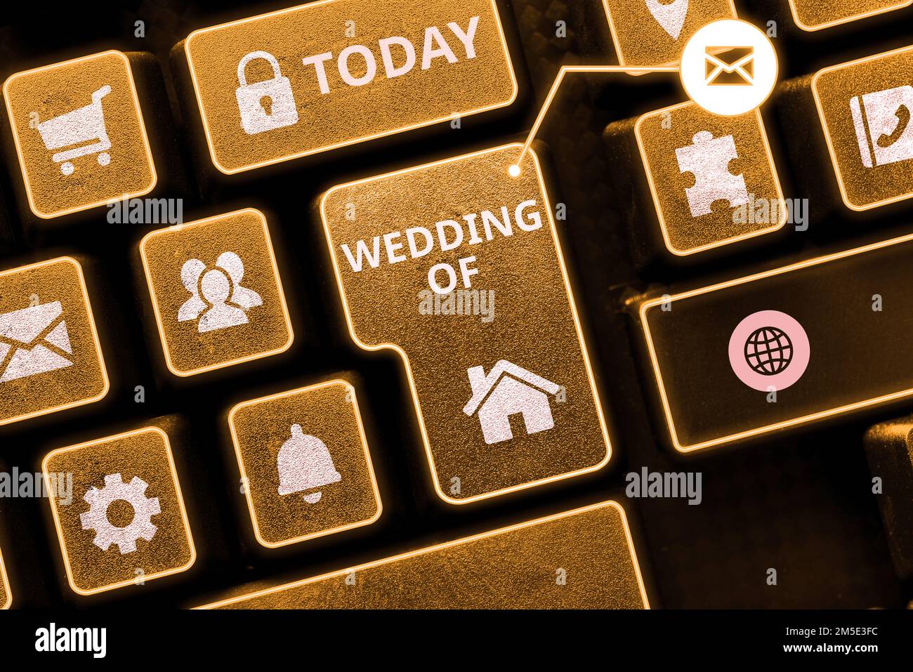 Hand writing sign Wedding Of. Business concept announcing that man and ...