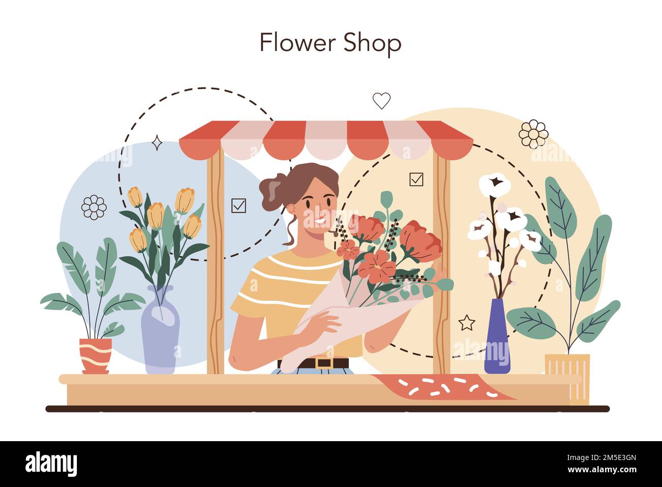 Florist concept. Floral designer making bouquet for customer. Creative ...