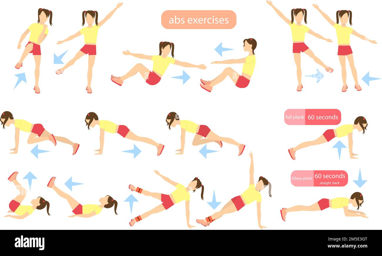 Exercises for kids set. Workout for girls. Abs exercises with weights ...