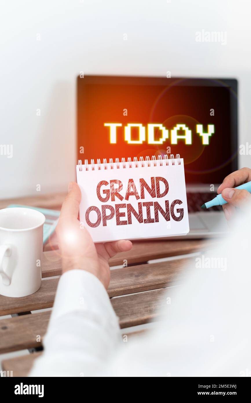 Text sign showing Grand Opening. Conceptual photo Ribbon Cutting New ...