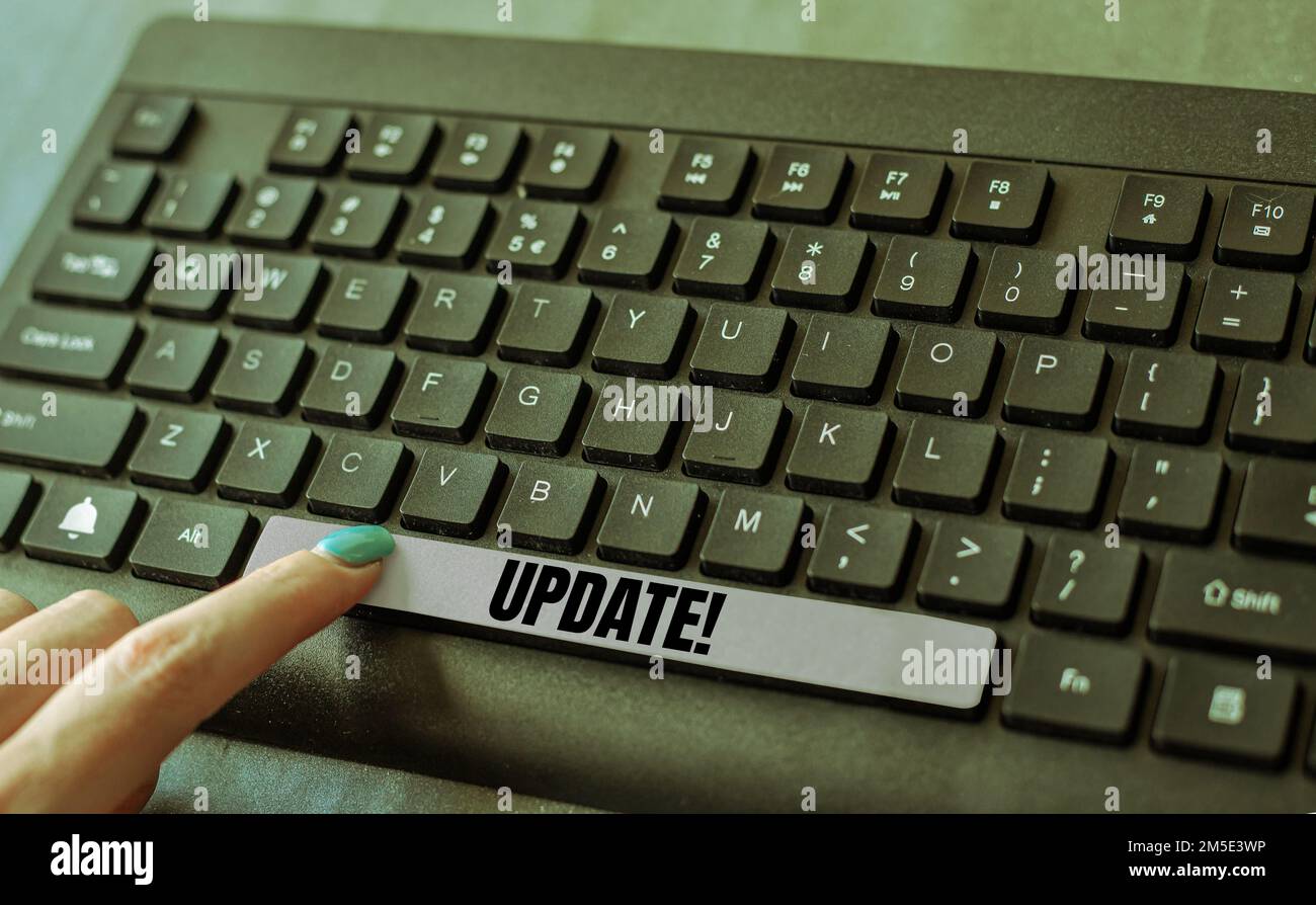 Conceptual display Update. Business idea Make something more modern Adding new facts Changing ...