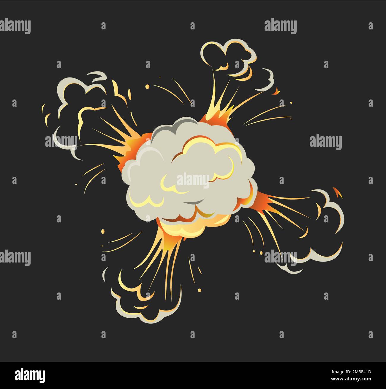 Isolated explosion icon on black background. Cartoon comic boom effect ...