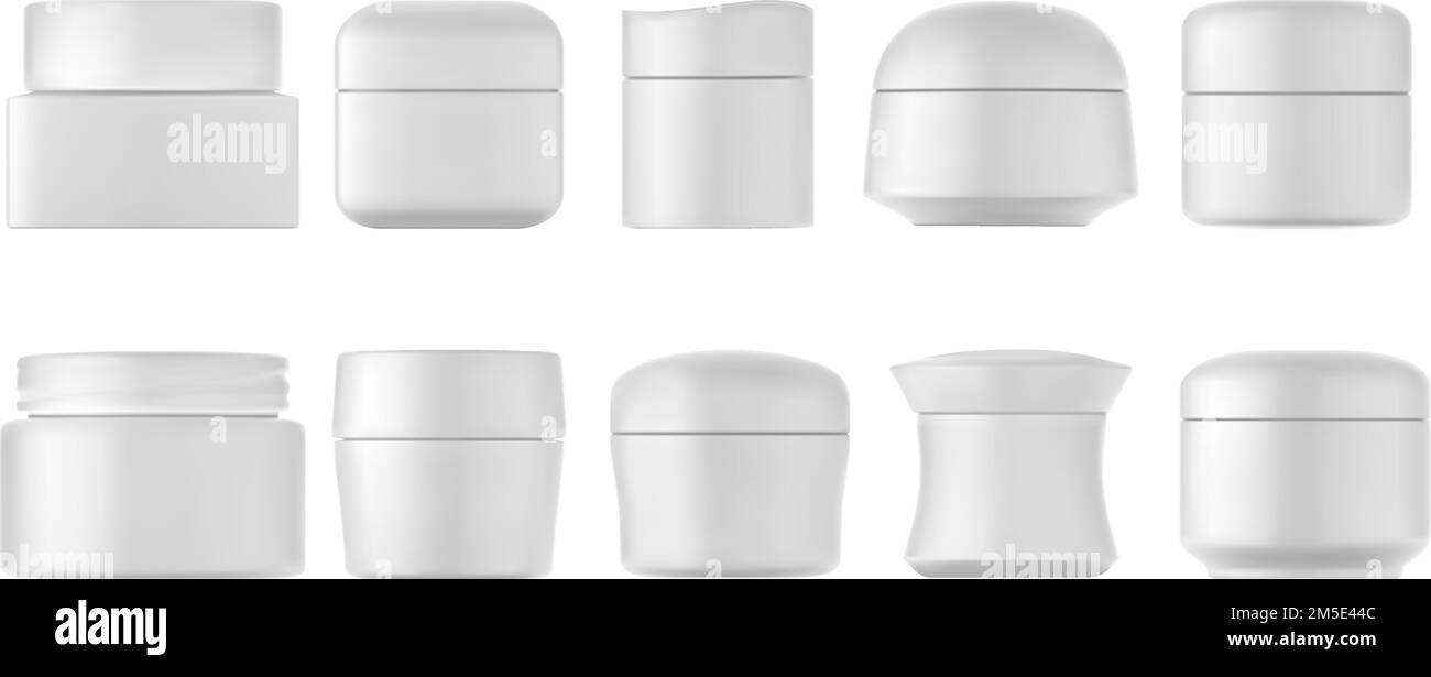 Cream bottles set on white background. Set of isolated jars. 3D ...