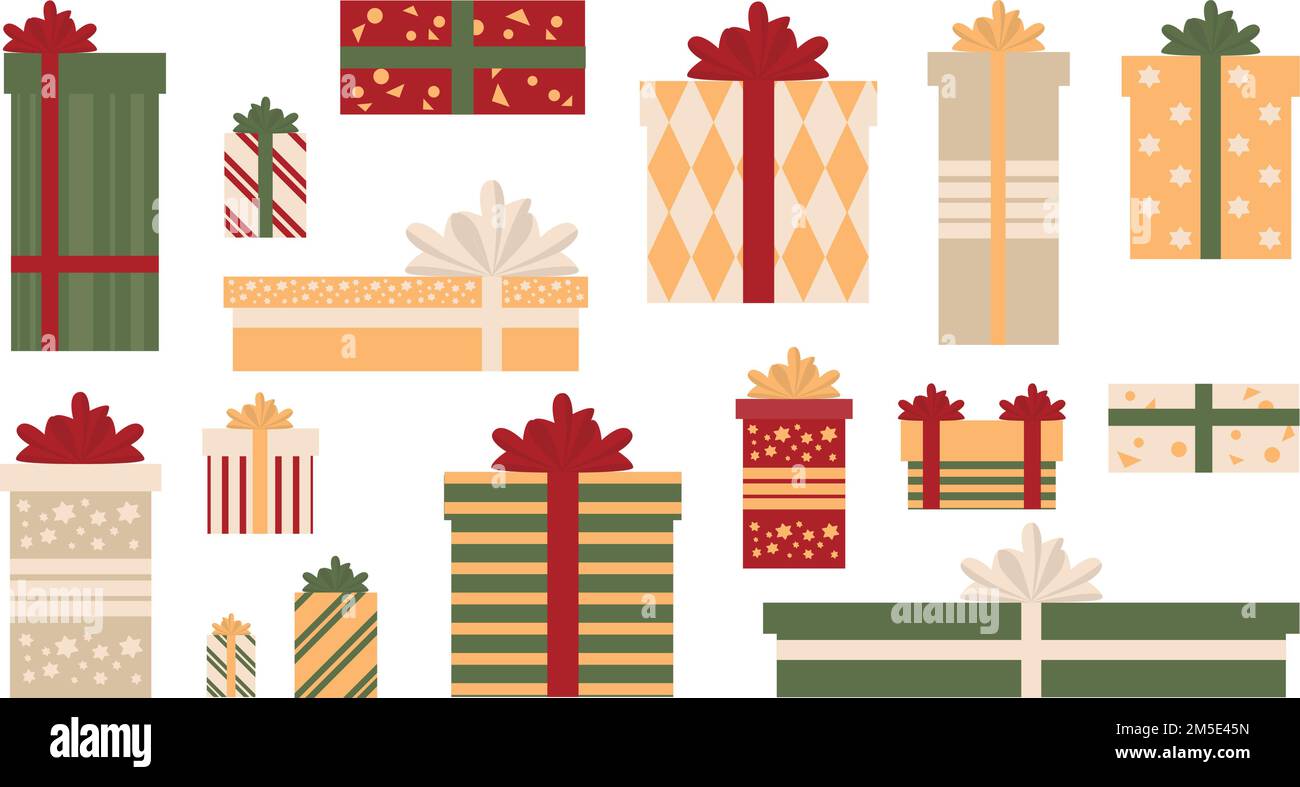 Vector set of different gift boxes. Flat design Stock Vector Image ...