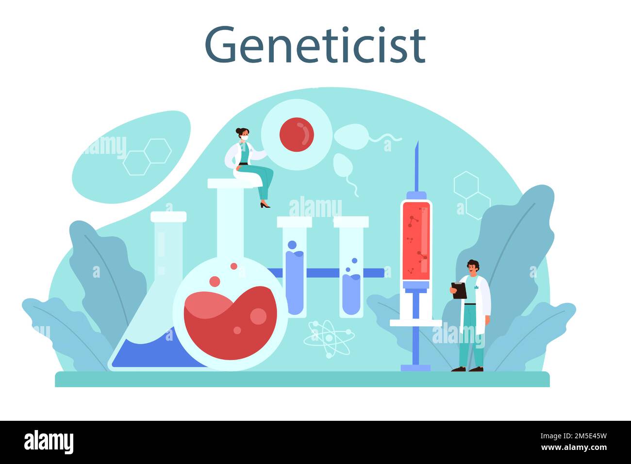 Geneticist concept. Medicine and science technology. Scientist work ...